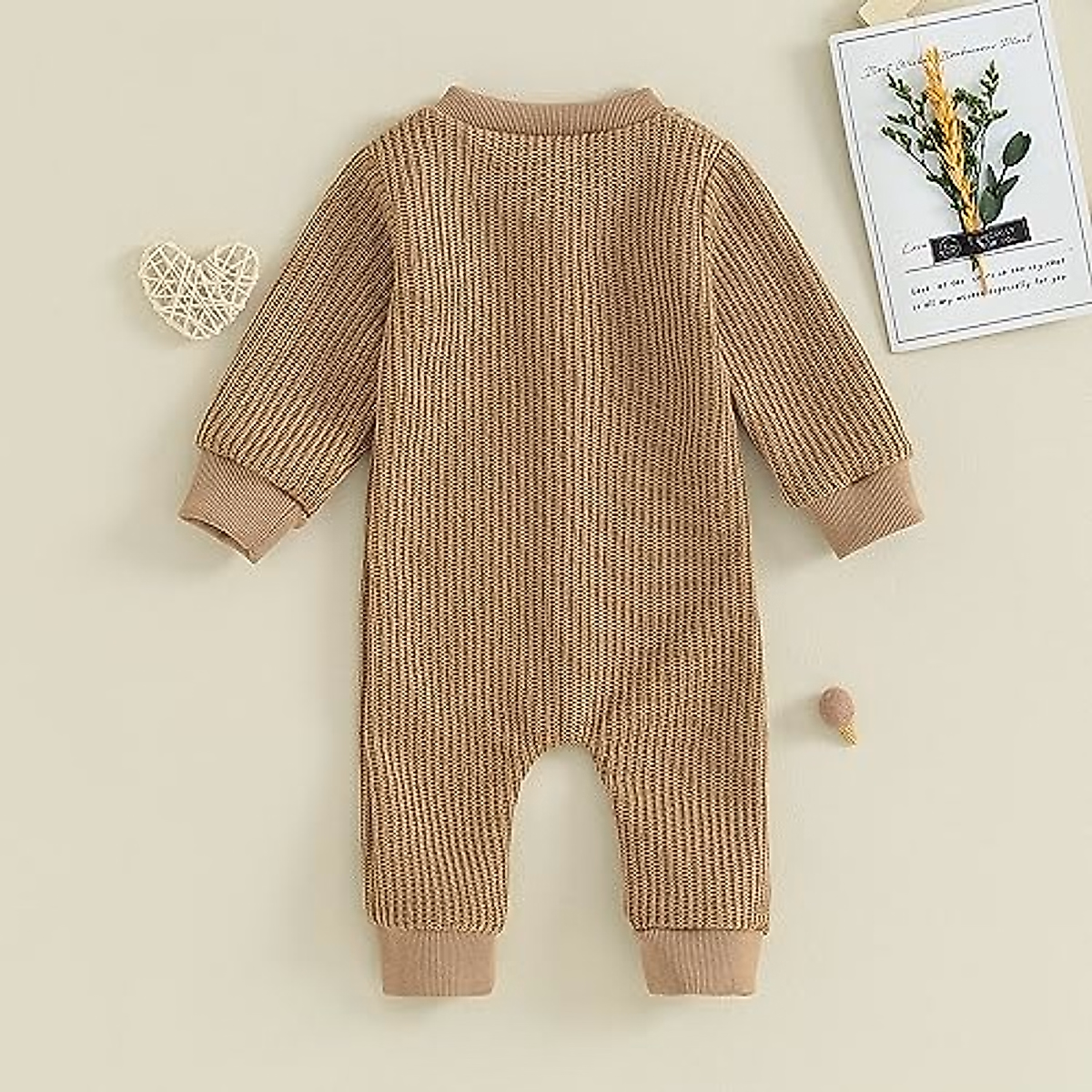 Kurylemon Baby Romper Solid Color Infant Newborn Boy Knit Clothes Button Jumpsuit Winter One Piece Outfit