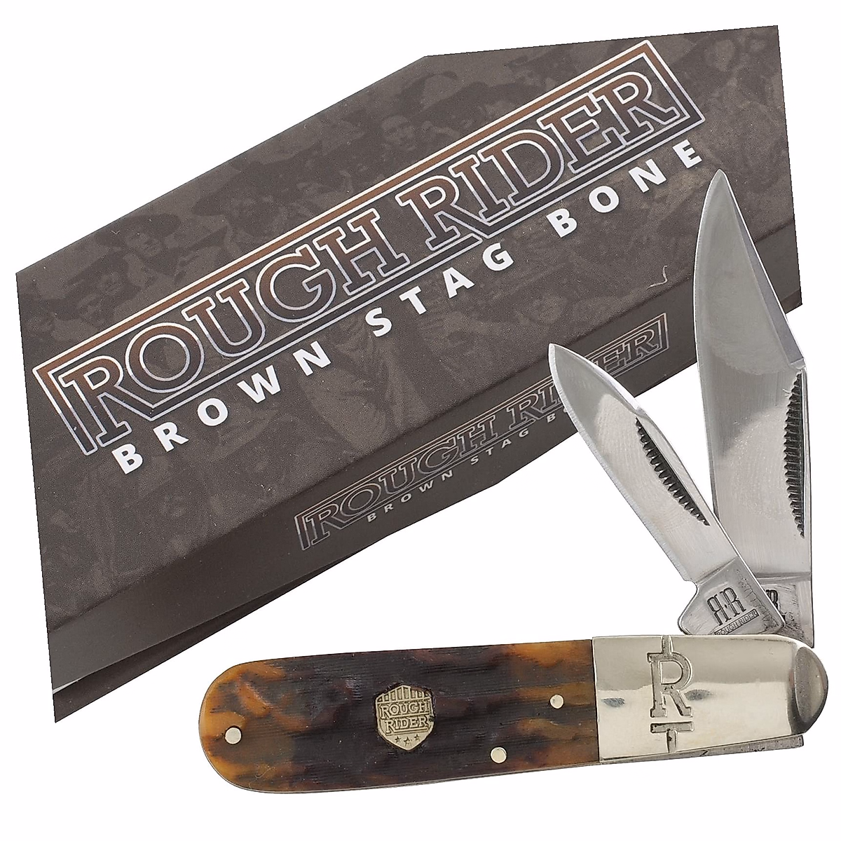 Rough Rider Brown Stag Bone Pocket Knife Rr1806 2 Open Folding Blades Outdoor Survival Hunting Knife for Camping by Survival Steel