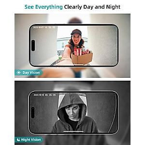 ZUMIMALL 2K FHD Doorbell Camera Wireless, WiFi Video Doorbell Camera with Chime, IP66 Waterproof, Motion Detection, Night Vision, 2-Way Audio, Local & Cloud Storage, 2.4G WiFi, 30s Voice Message