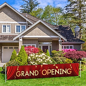 Red Large Grand Opening Banner Backdrop,Shops Malls Companies Restaurants Store Business Opening Activities Advertising,Outdoor Outside Opening Propaganda Decorations Supplies 9.8x1.6 Feet