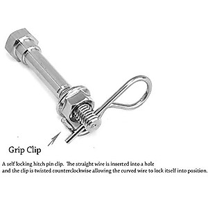 LFPartS 100% Stainless Steel Hitch Anti-Rattle No Wobble Pin Bolt Keeper Grip Clip Kit Fits 2" Receiver