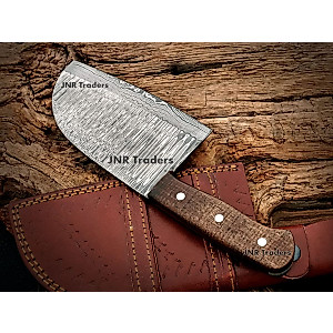 Custom Handmade Damascus Steel Serbian Chef knife - Damascus Meat Cleaver Knife - Butcher Knife for Meat Vegetables Cutting JNR -0224