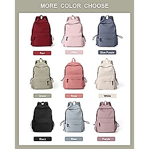 Green Backpack for Women Men, Waterproof High School Bookbag,Lightweight Casual Travel Daypack,Classic Basic College Backpack,Middle School Bag for Teen Girls Boys