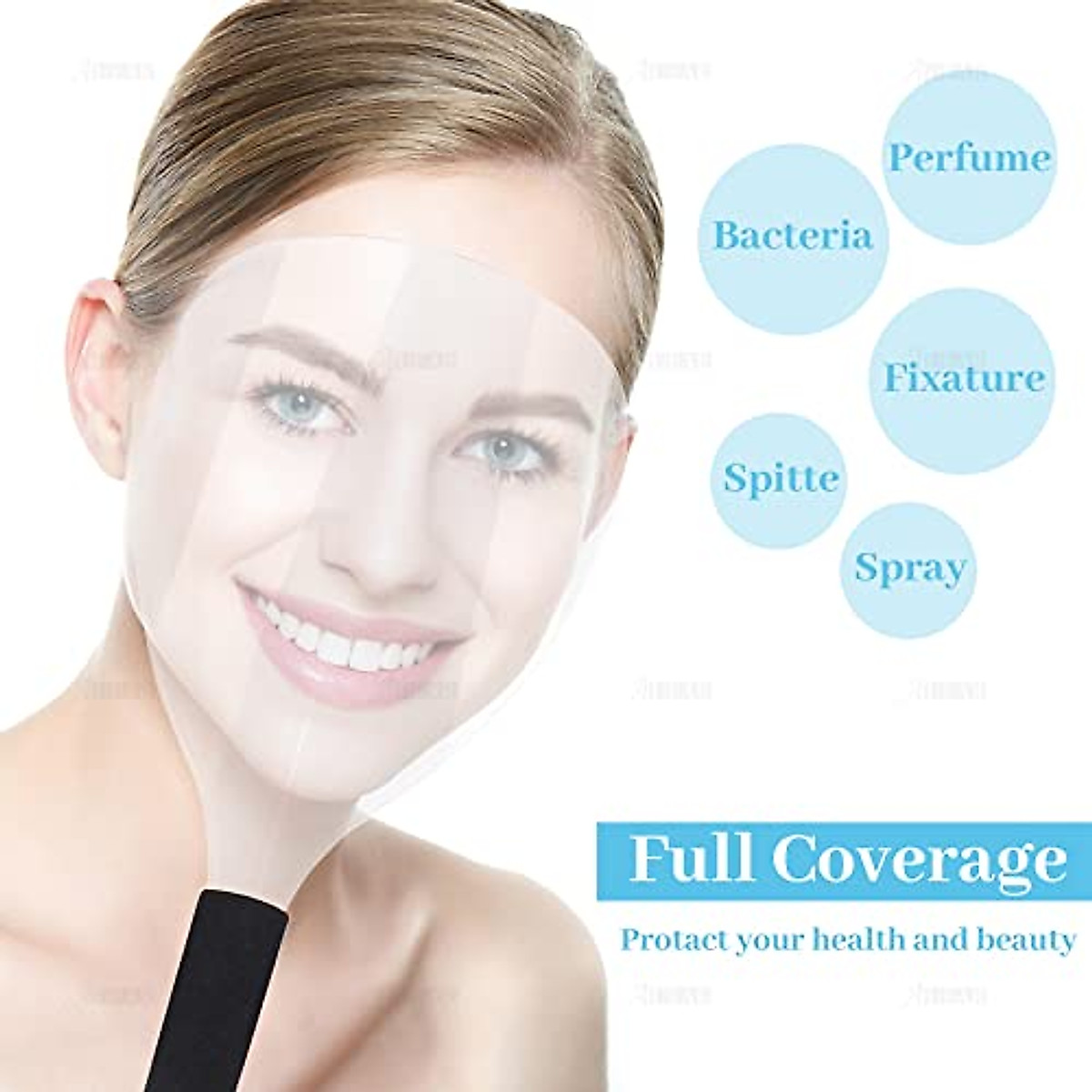 AUEAR, 2 PCS Pro Barber Hair Salon Hairdressing Clear Hairspray Face Shield Hair Stylist Mask Hair Cutting Dust Water Proof Transparent Plastic Face Shields Eyes Protector Cover (Clear, 12.7" x 5.9")