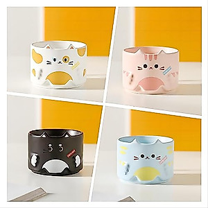 Jifoow Cat Mug Set of 4 Stackable Porcelain Cute Cat Coffee Mug Set Gifts for Cat Lovers,Funny Coffee Mugs with Cartoon Cat Designs 10 oz for Party, Christmas