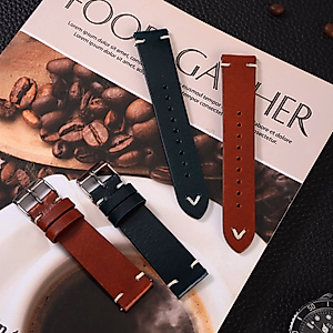 WOUKUP Vintage Leather Watch Band Quick Release Replacement Genuine Watch Strap 18mm 19mm 20mm 22mm for Men and Women