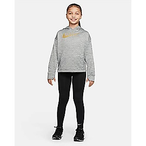 Nike Therma-FIT Big Kids' (Girls') Pullover Hoodie Black Heather (as1, alpha, m, regular, Standard, Black Heather, Medium)