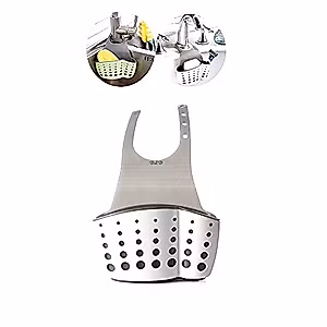 Sink storage rack, DLD plastic saddle faucet caddy table storage box pen holder (white)
