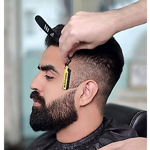 BEAUTICONE Straight Razor for Men, Professional Barber Razor with 100 Single Edge Blades, Straight Edge Single Blade Razors for Men, (Black & Gold with 100 blades)