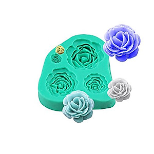 Pard 4 Size Roses Flower Silicone Cake Mold Chocolate Sugarcraft Decorating Fondant Tool, Blue