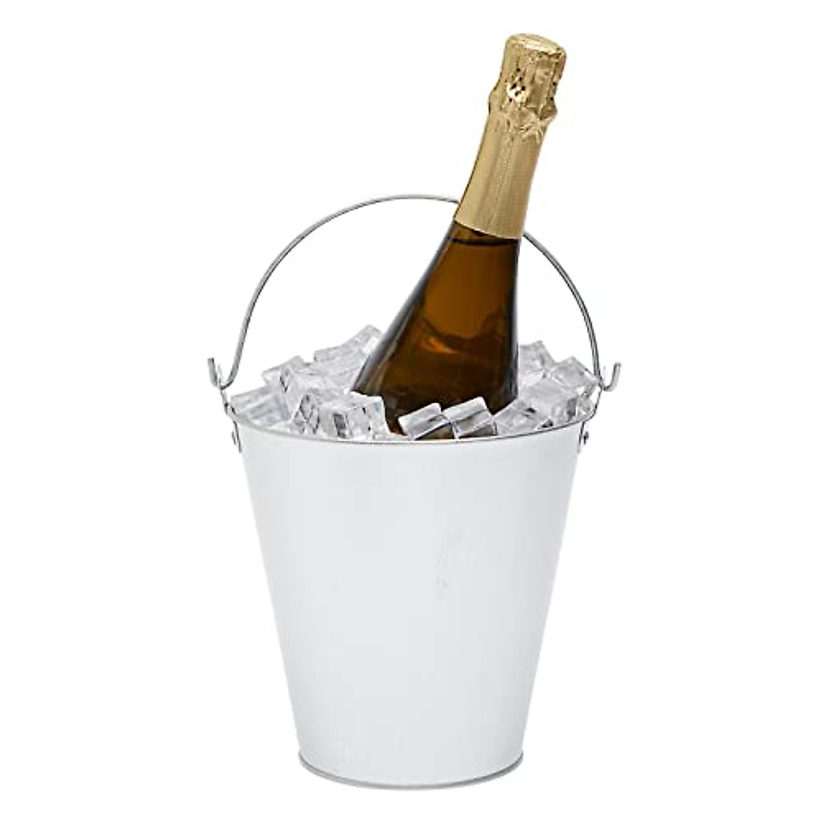 Juvale 6-Pack Large Galvanized Ice Buckets for Parties, 7-Inch Tall Metal Ice Pails with Handles for Champagne, Beer, Wine, Sports Drinks, Water, Table Centerpieces (100 oz Capacity)