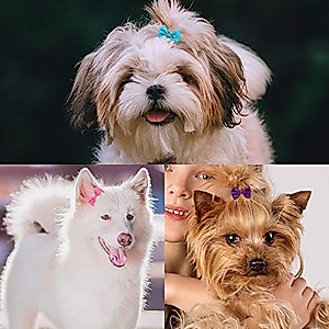XIMA 48PCS(24pairs) Dog's Hair Bows Clips,Small Handmade Hair Accessories Bow Pet Puppy for Doggies Cat Kitten Rabbit Grooming Accessories (Mixcolors-48pcs Bows Hair Clip)
