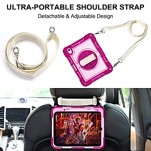 Hot Pink 10th Generation Case 2024 10.9 inch with Pencil Holder 10 Case Tablet Case New Gen 10 Case 2024 New 10.2 Case for Kids Girls 10.9 Inch 2024 Release