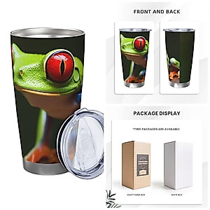 Red Eyes Tree Frogs Tumbler with Lid and Straw 20oz Stainless Steel Car Cup for Hot and Cold Drinks, Double Wall Insulated Travel Coffee Mug Reusable Drink Thermos Cup Birthday Gifts