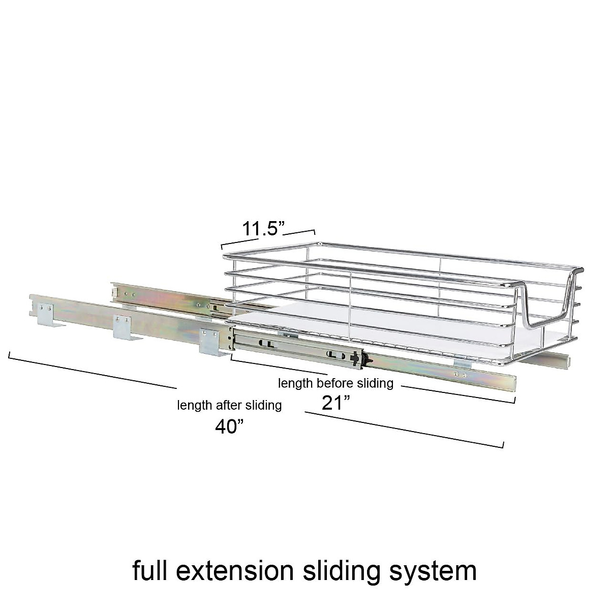 Household Essentials Design Trend 11.5" Extended Depth 1-Tier Single Basket Sliding Shelf Under Cabinet Organizer, White