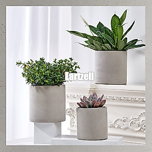 Lartzell Plant Pots, 8.6 Inch Planters for Indoor Plants, Grey Cement Flower Pot with Drain Hole, Modern Concrete Planters for Home Office & Outdoor Decor