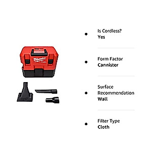 Milwaukee 0960-20 M12 Fuel 12VLithium-Ion Cordless 1.6 Gal. Wet/Dry Vacuum (Tool-Only)