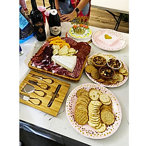 Cheese Board, Large Charcuterie Board Set, Bamboo Serving Platter, 4 Serving Knives and Utensils - Unique for Women-House Warming Gifts New Home,Wedding Gifts for Couple