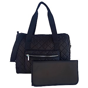 bub. Duffle Diaper Tote Bag with Changing Pad, Large Travel Diaper Tote for Mom and Dad, Multifunction, Unisex Baby Bag (Black)