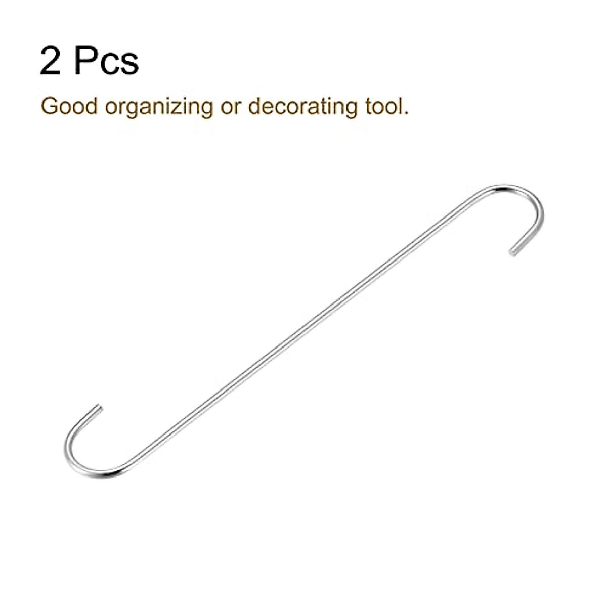 uxcell S Hanging Hooks, 12inch/300mm Extra Long Steel Hanger, Indoor Outdoor Uses for Garden, Bathroom, Closet, Workshop, Kitchen, Silver Tone, 2Pcs