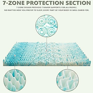 Memory Foam Mattress Topper Queen - 7-Zone Bed Topper with Air Mattress Cover - 3 inch Cooling Gel Bed Mattress Pad for Back Pain