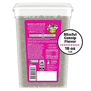 TEMPTATIONS Classic Crunchy and Soft Cat Treats Blissful Catnip Flavor, 16 oz. Tub