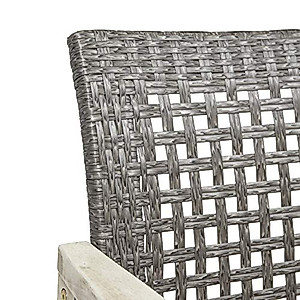 Eartha Outdoor Acacia Wood and Wicker Dining Chair (Set of 2), Light Gray Wash and Mix Black