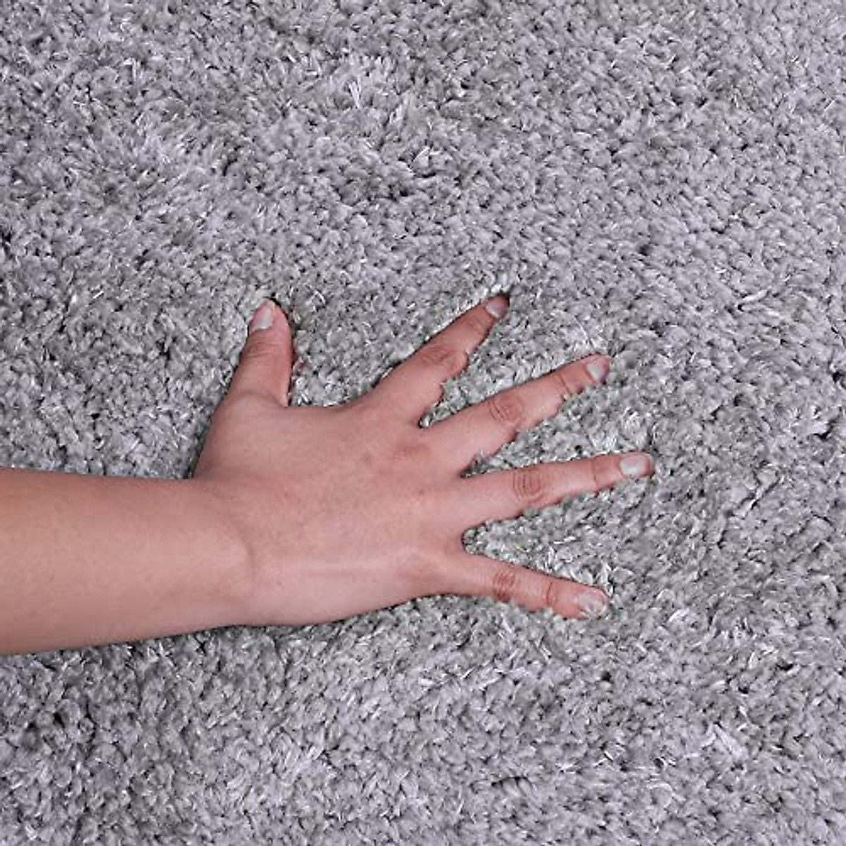 Machine Washable Solid Design Non-Slip Rubberback 2x6 Soft Shag Runner Rug for Hallway, Bedroom, Bathroom, Living Room, Kitchen, 2'2" x 6', Gray