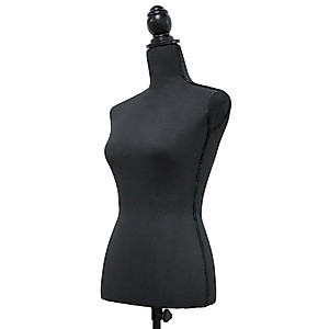 Female Dress Form Mannequin Torso Adjustable Height Mannequin Body with Tripod Stand for Clothing Dress Jewelry Display, Black