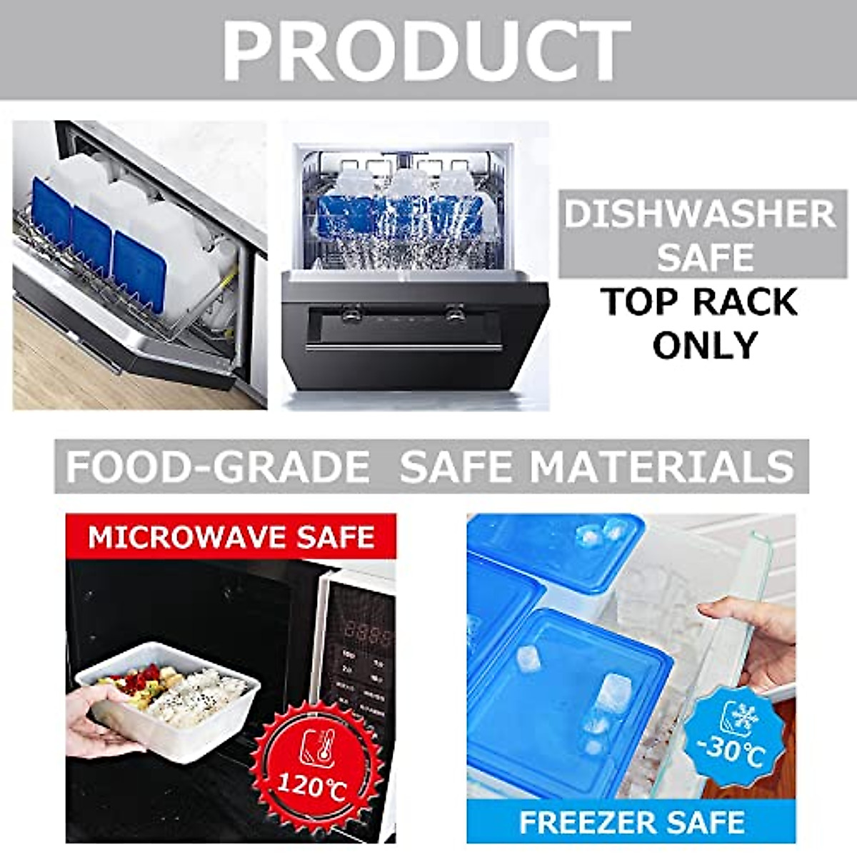 YESOON [30 Pack] Reusable Freezer Food Storage Containers with Lids [26oz-40oz-70oz] Plastic Meal Prep Container Sets Bento Box BPA Free Freezer & Microwaveable & Dishwasher Safe