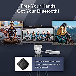 Phone Tripod Fotopro 40 Inch Lightweight Travel Tripod for iPhone Camera with Bluetooth Remote Phone Mount Portable Camera Tripod Stand for Vlogging Video Blue