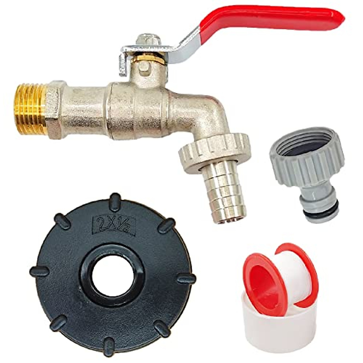 IBC Tote Tank Winterizing Brass Drain Adapter, Garden Hose Faucet Spigot 275-300 Gallon Water Tank Connector Replacement, Ton Barrel Fittings Switch Nozzles Tank Joints, Coarse Thread S60X6, 1/2"