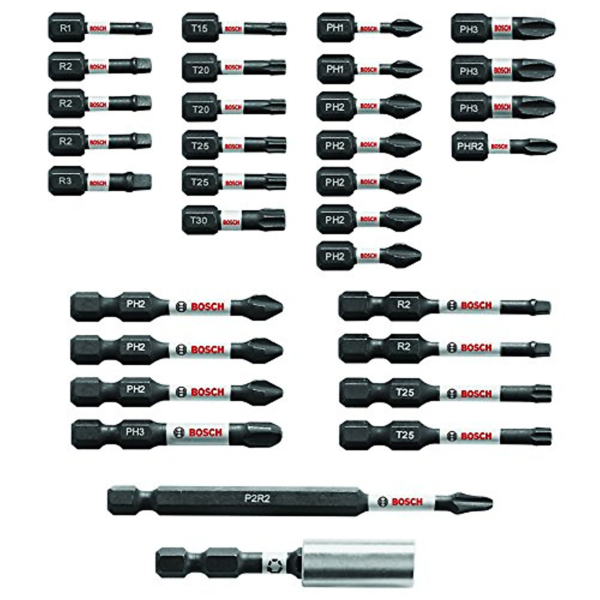 BOSCH SBID32L 32-Piece Impact Tough Screwdriving Bit Assorted Set with Included Case