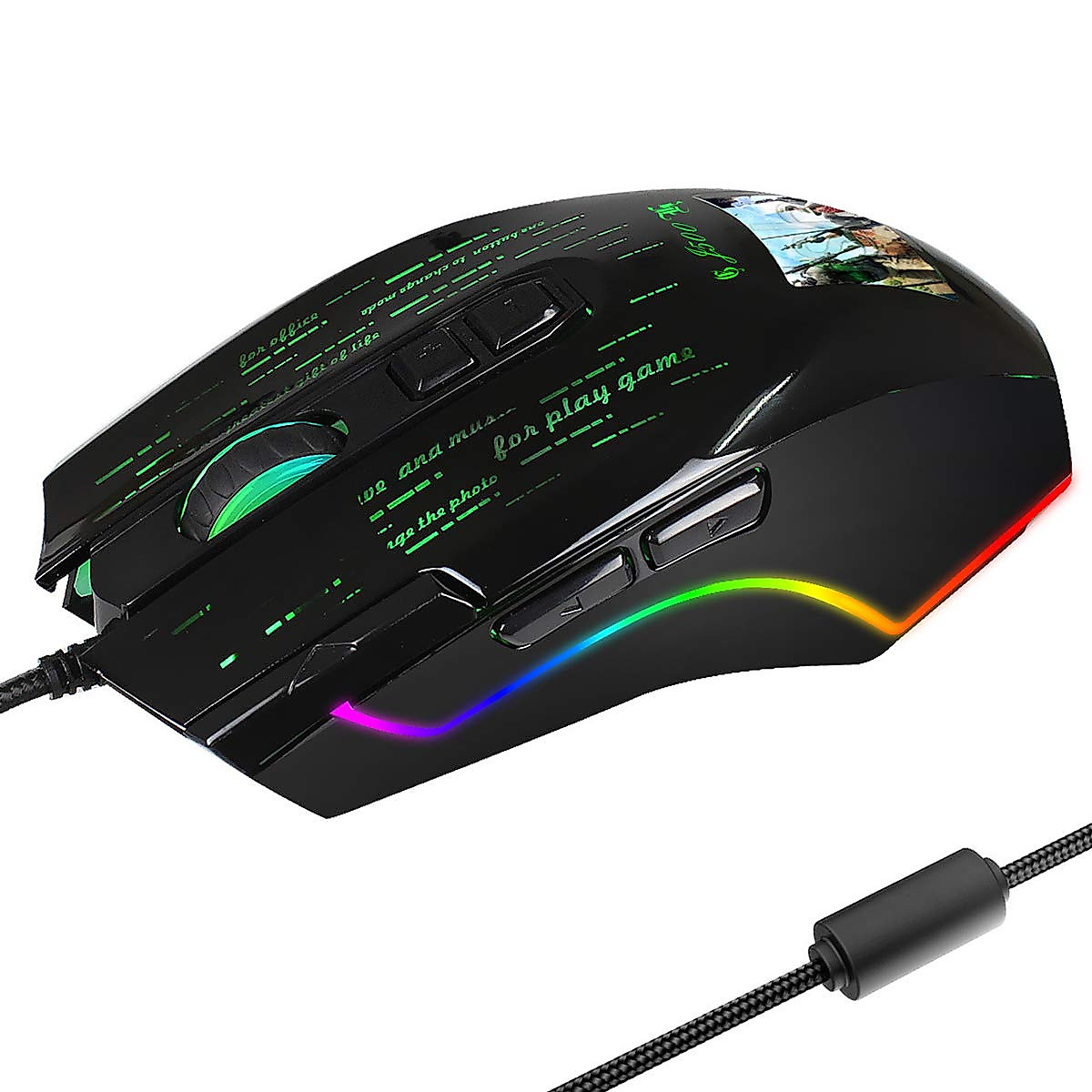 iFCOW Gaming Mouse with Screen Display 6400DPI RGB Backlight USB Game Mouse for Desktop Laptop PC