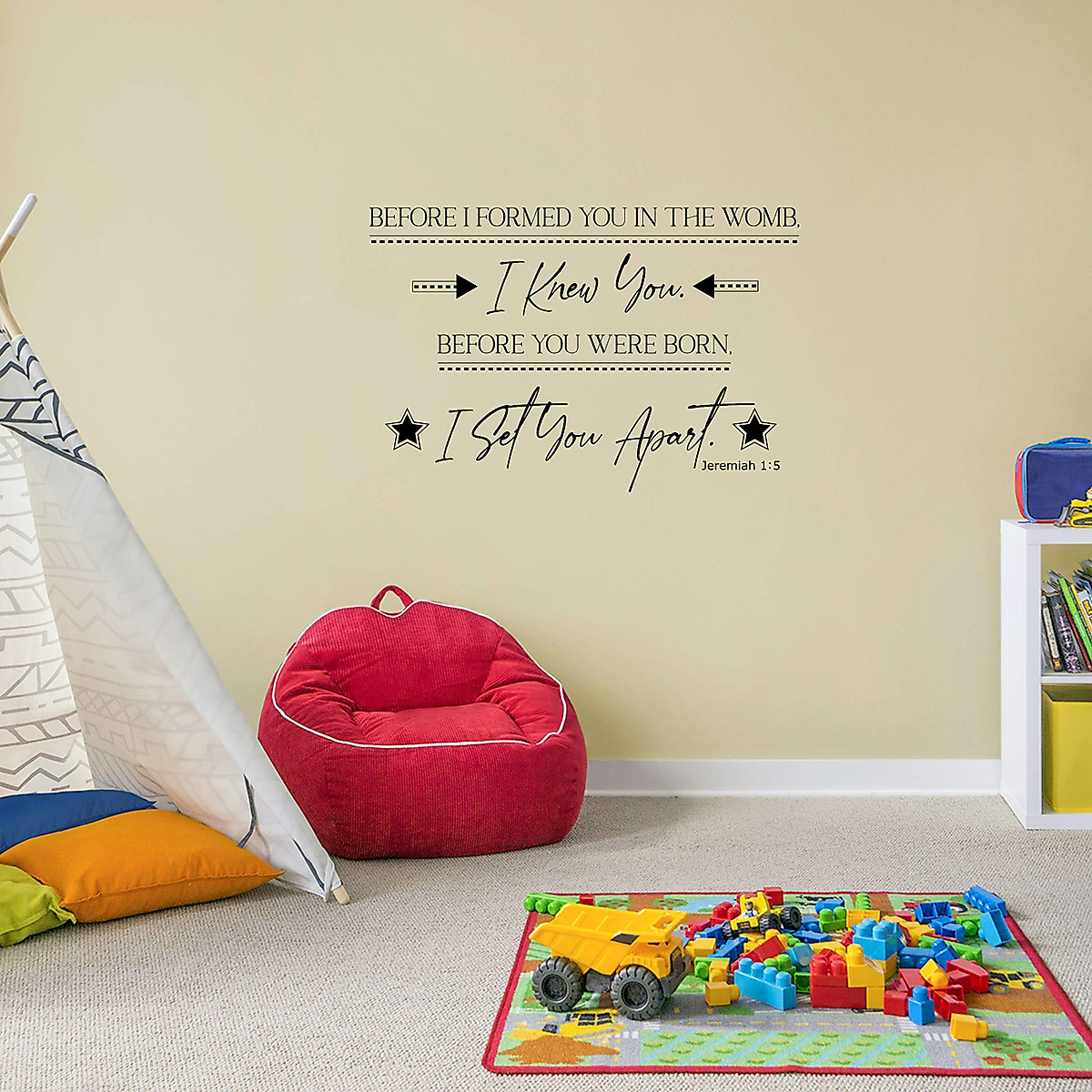 Before I Formed You In The Womb Jeremiah 1:5 Vinyl Religious Wall Art Wall Sticker Wall Decal Home Room Boys Girls Kids Children Nursery Playroom Wall Decoration Home Studio Office Size (10x8 inch)