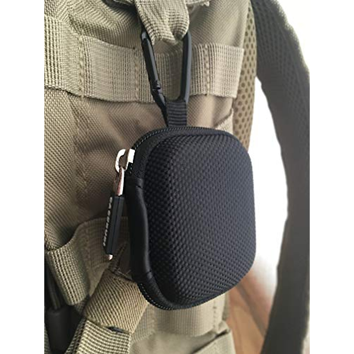 CASEBUDi Tough Travel Case for Apple AirPods | Key Ring and Carabineer | Use as Keychain | Sturdy, Stylish, Ballistic Nylon, Impact Protection for Travel or Storage (Cool Grey)