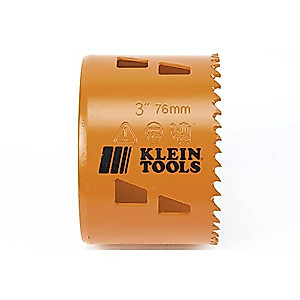 Klein Tools 31948 3-Inch Bi-Metal Hole Saw for Steel Cutting, Heavy-Duty Hole Saw with Multiple Leverage, Cuts Iron, Aluminum, Wood, Plastic