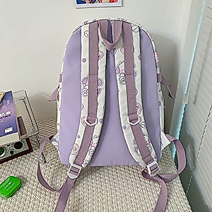 JHTPSLR Kawaii Cartoon Backpack with Plushies Cute Cartoon Printing Preppy Backpack for Teen Girls Back to School Supplies (Lucky Puppy)
