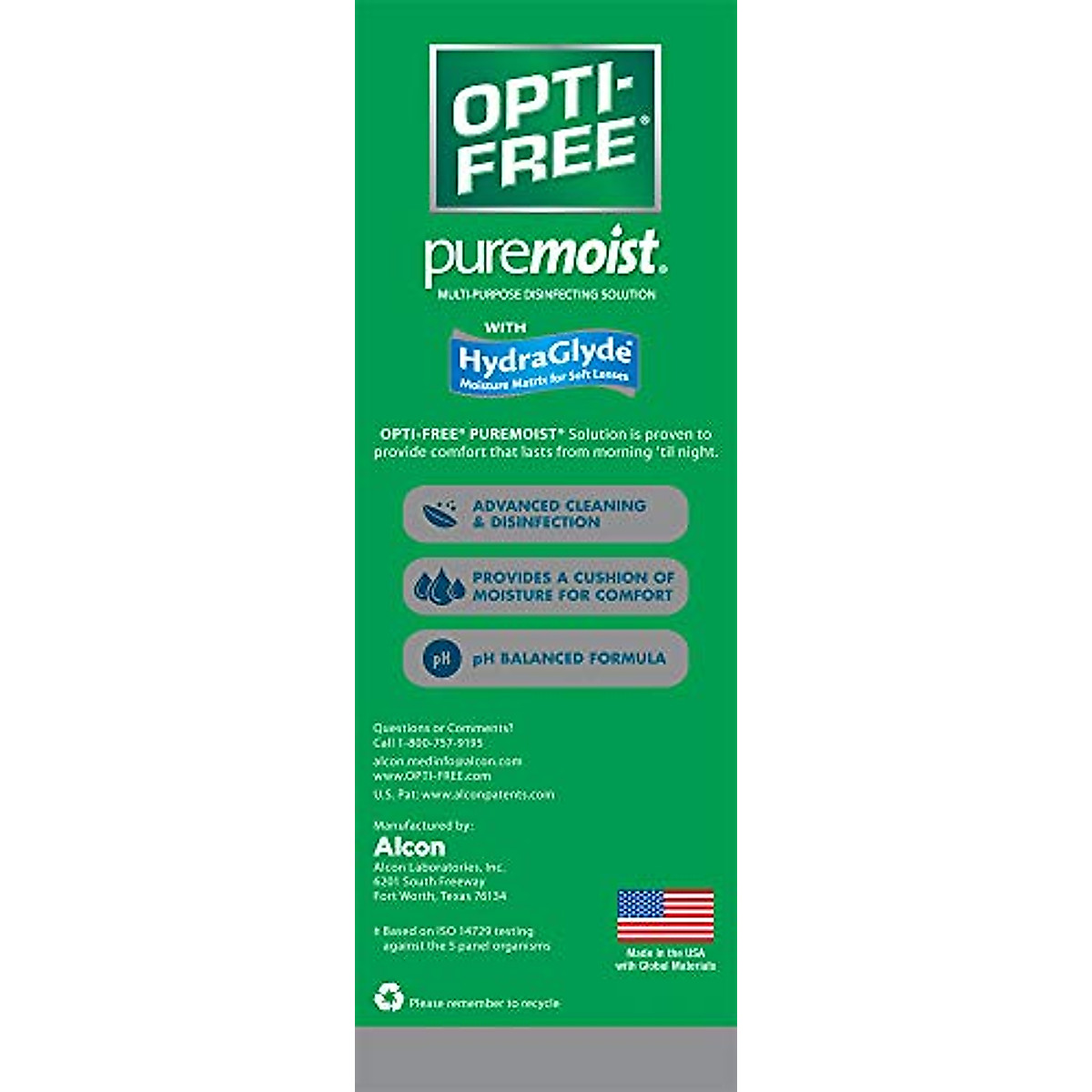 Opti-Free Puremoist Multi-Purpose disinfecting Solution with Lens case, 16 Fl Oz