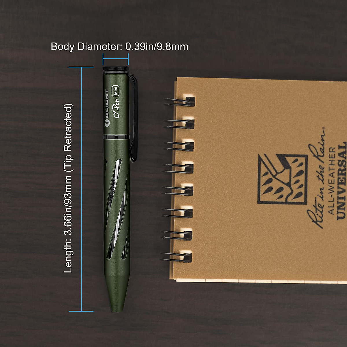 OLIGHT Open Mini Ballpoint Pen, Replaceable EDC Black Ink Pens By Bolt Action for Office, Working, Writing, Construction Work, Special Gifts and etc (OD Green)