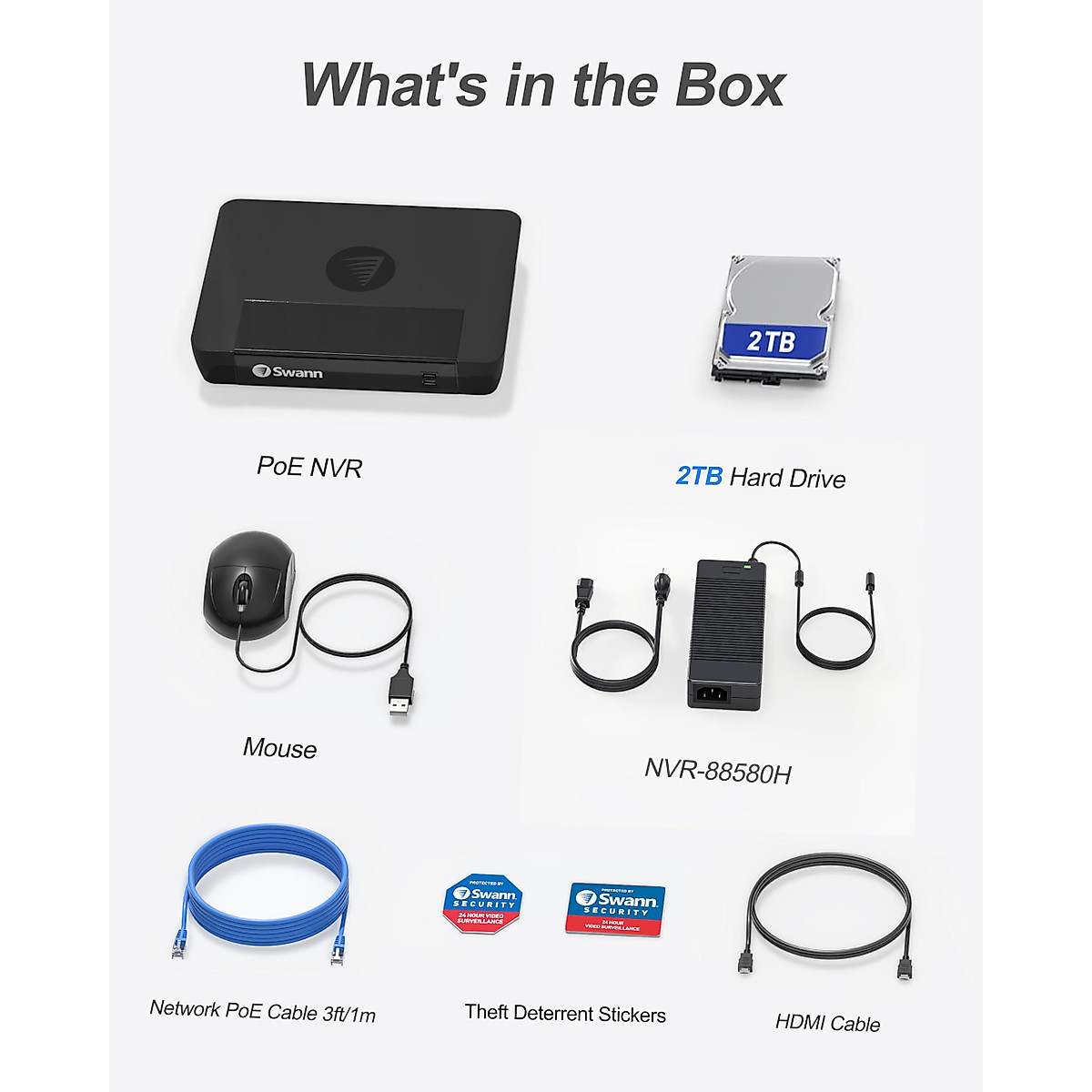 Swann 4K 8Channel Security Camera System NVR Recorder: nvr-8580 Security PoE NVR Box with 2TB HDD,24/7 Continuous Recording,Work with Swann IP 12MP/4K/5MP/4MP HD Cameras, SRNVR-88580H