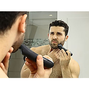 Fhuesion Electric Groin & Pubic Hair Trimmer for Men, Ball Shaver w/Light, Body Groomer Replaceable Ceramic Blade, Male Razor Waterproof Wet/Dry, USB Charging