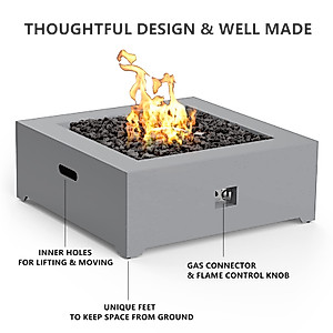 Onlyfire Premium 42” Outdoor Fire Pit Table with Lava Rocks& 12FT Hose, Large Propane Gas Firepit, Smokeless Fireplace 60,000BTU for Backyard Patio Bonfire Party, Patio Heater, Sand Cast Aluminum