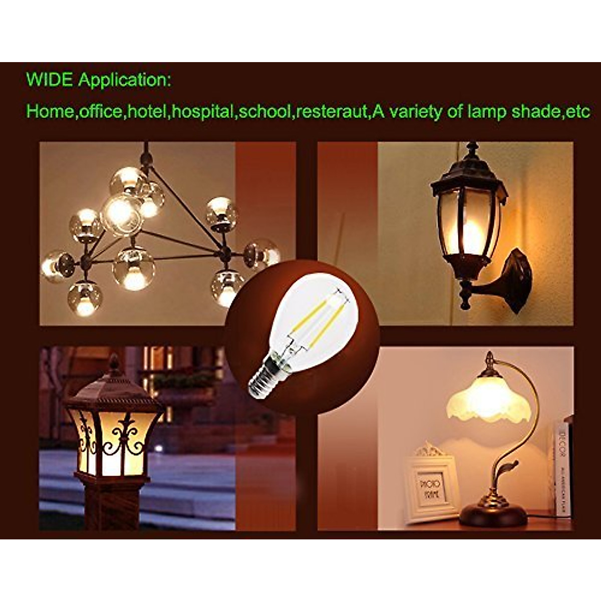 CTKcom 2W G45/G14 Candelabra LED Bulbs Dimmable(4 Pack)- E14 Base Vintage Edison LED Bulb 20W Equivalent 2700K Warm White Lamp for Home,Pendant Lights,Sconces,Antique Light Fixtures 110V~130V AC