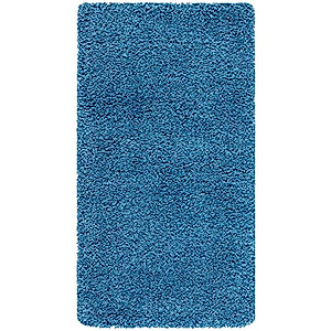 SAFAVIEH Evolution Shag Collection 4' x 6' Blue EVO520M Solid Non-Shedding Living Room Bedroom Dining Room Entryway Plush 1.8-inch Thick Area Rug
