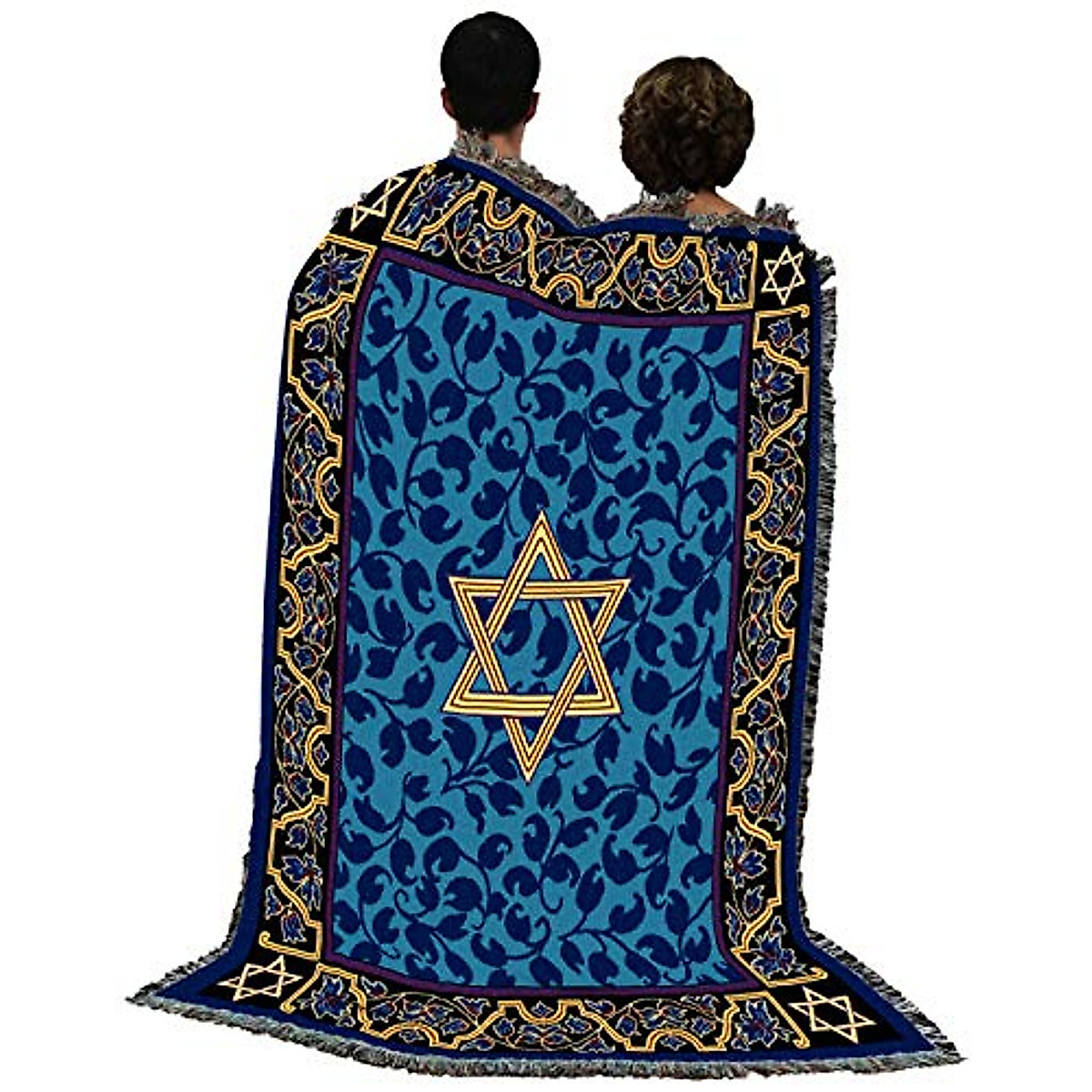 Pure Country Weavers Magen David Blanket - Star of David - Gift Hanukkah Tapestry Throw Woven from Cotton - Made in The USA (72x54)