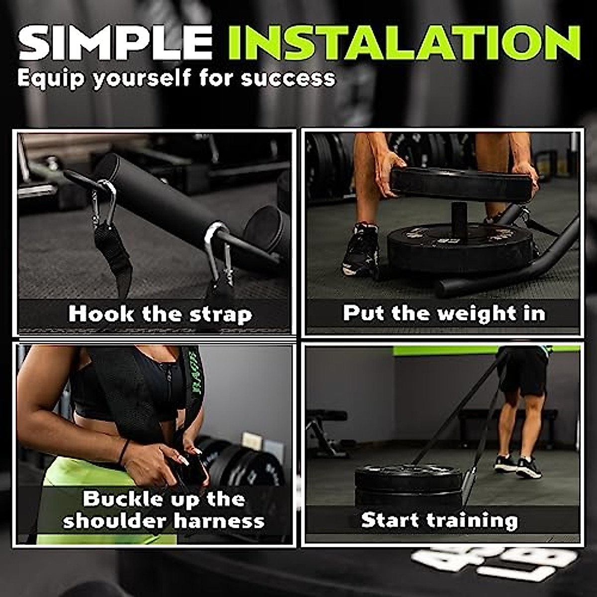 Rage Fitness R2 Weight Training Pull Sled with Harness. 90 LBS Capacity & 6.5 Feet Strap. Power Speed Sled Ideal for Endurance and Weight Training. Compatible with Bumper Plates(Black)