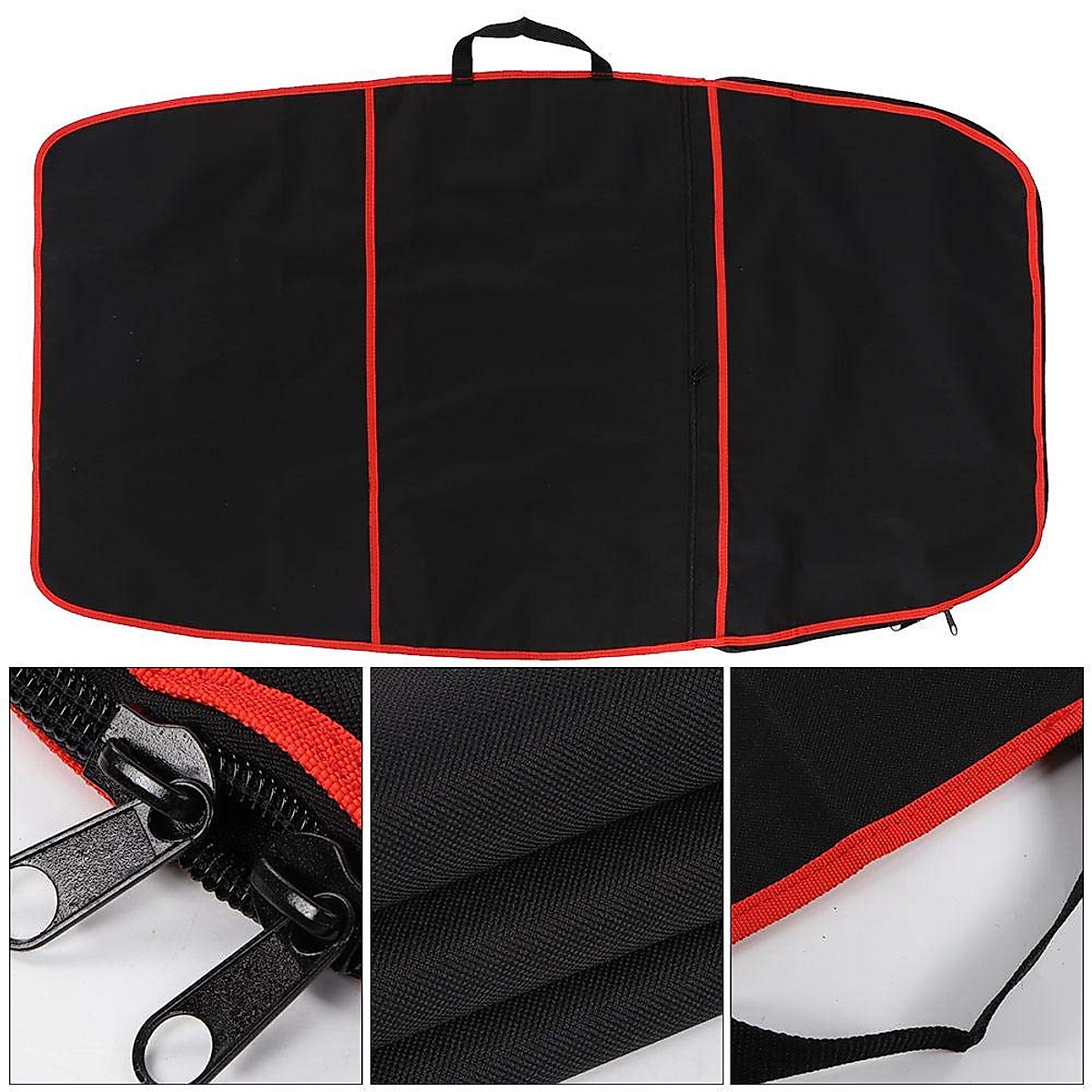 Jadeshay Surfboard Bag, 48x28 Inch Durable Polyester Bodyboard Carry Bag with Side Handle, Double Zipper & External Pocket, Suitable for Surfboard, Boogie Board, Red Stripe
