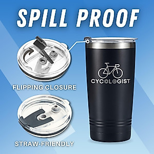 Onebttl Biker Cyclist Gifts for Men, Tumbler Travel Coffee Mug, Bicycle Enthusiasts, Roadbike MTB, Boyfriend Husband Dad Father's Day, Stainless Steel Insulated 20oz/590ml - Cycologist