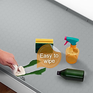 AECHY Under Sink Mats for Kitchen Waterproof, 28" x 22" Under Sink Tray, Under Kitchen Sink Mat with Unique Drain Hole, Waterproof & Flexible Under Sink Liner for Kitchen and Bathroom Gray